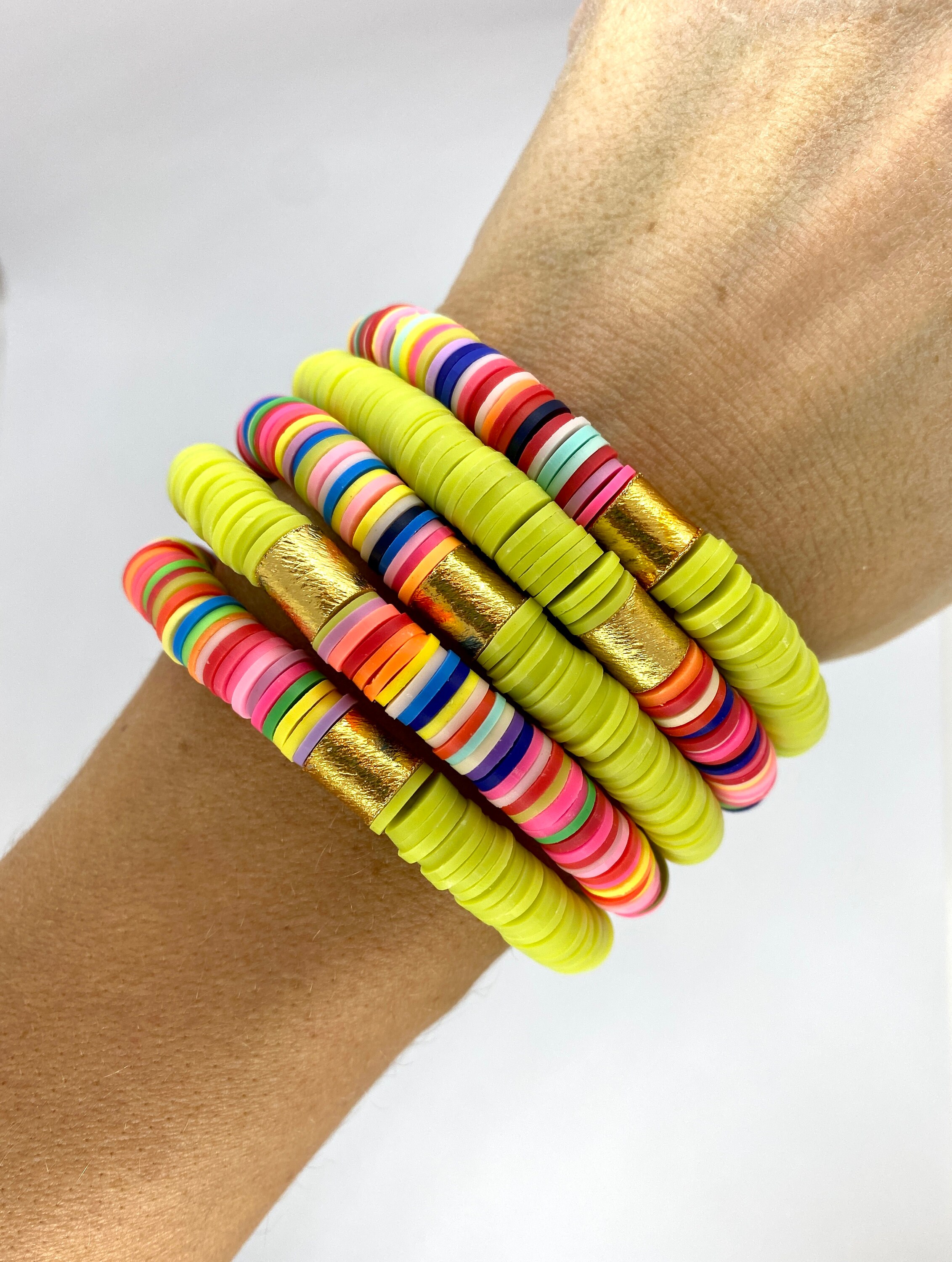 Hand-beaded Chartreuse Rainbow Bracelet Funfetti Bracelet - Etsy
