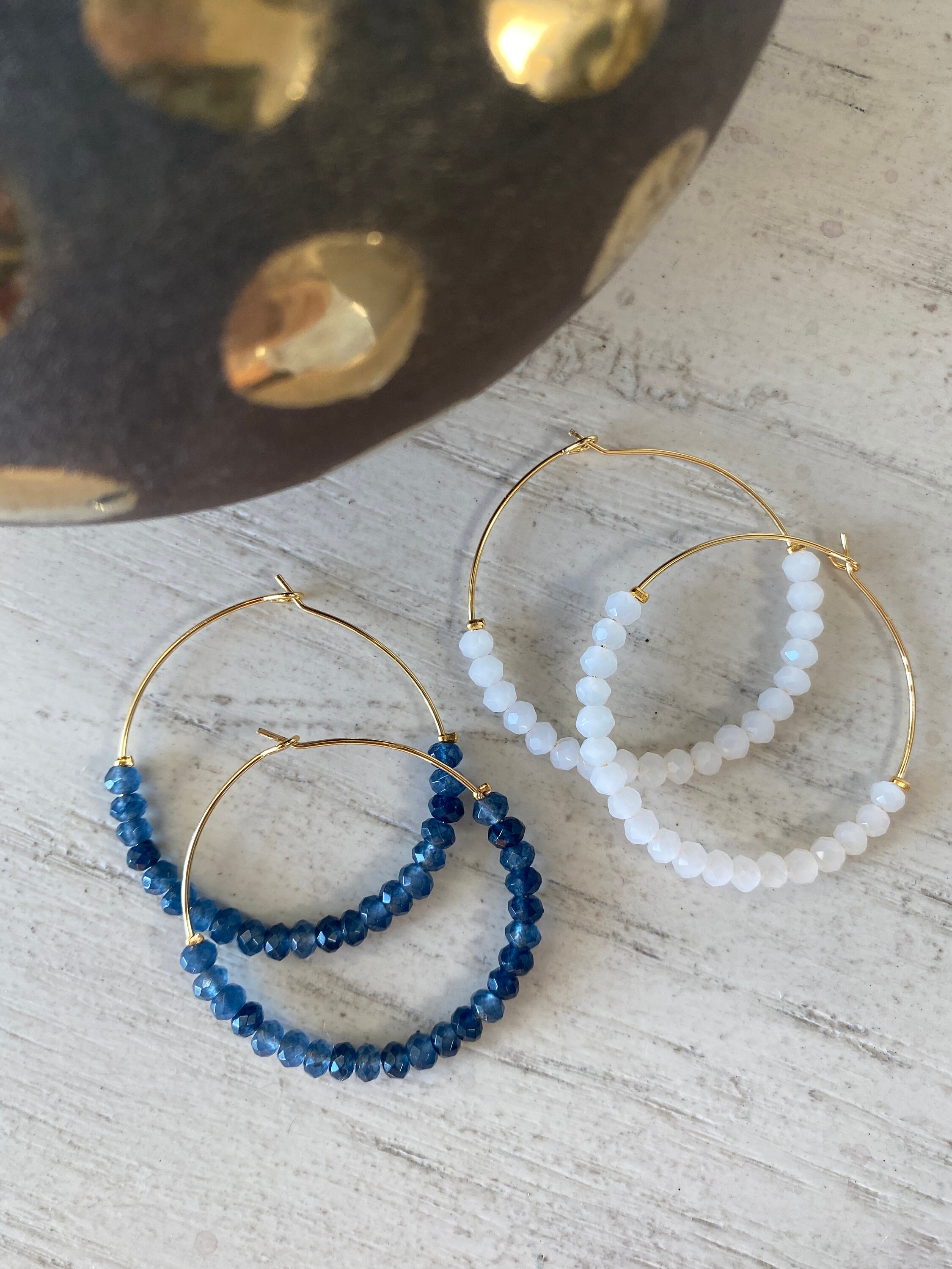 Navy Blue Crystal Hoop Earrings Navy Hoop Earrings Hoop | Etsy
