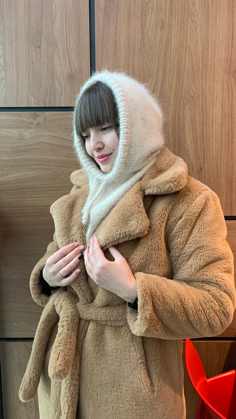 Knit Hood, Balaclava Beige, Balaclava Hat for Women, Balaclava Hat ...