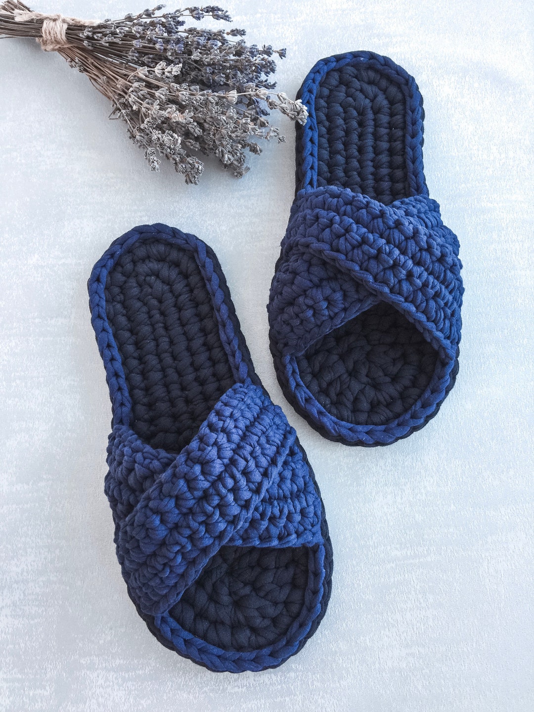Crochet Slippers, House Slippers for Him, Slip on Slippers, Natural ...