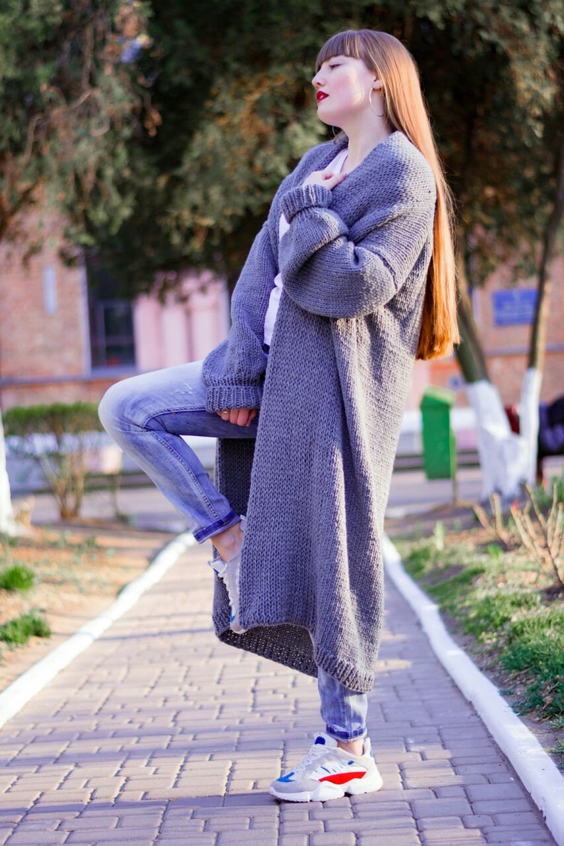 Большой кардиган Длинный вязаный кардиган для женщин - Etsy