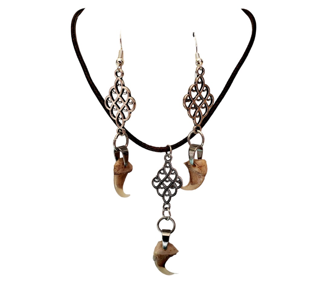 Bobcat Claws Necklace and Earrings Set, Taxidermy Jewelry, Witchy ...