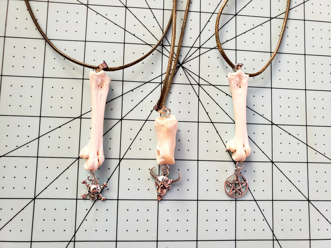 Bone Necklace/ Deer Necklace/skull and Crossbones/ Pentackle /cow Skull ...
