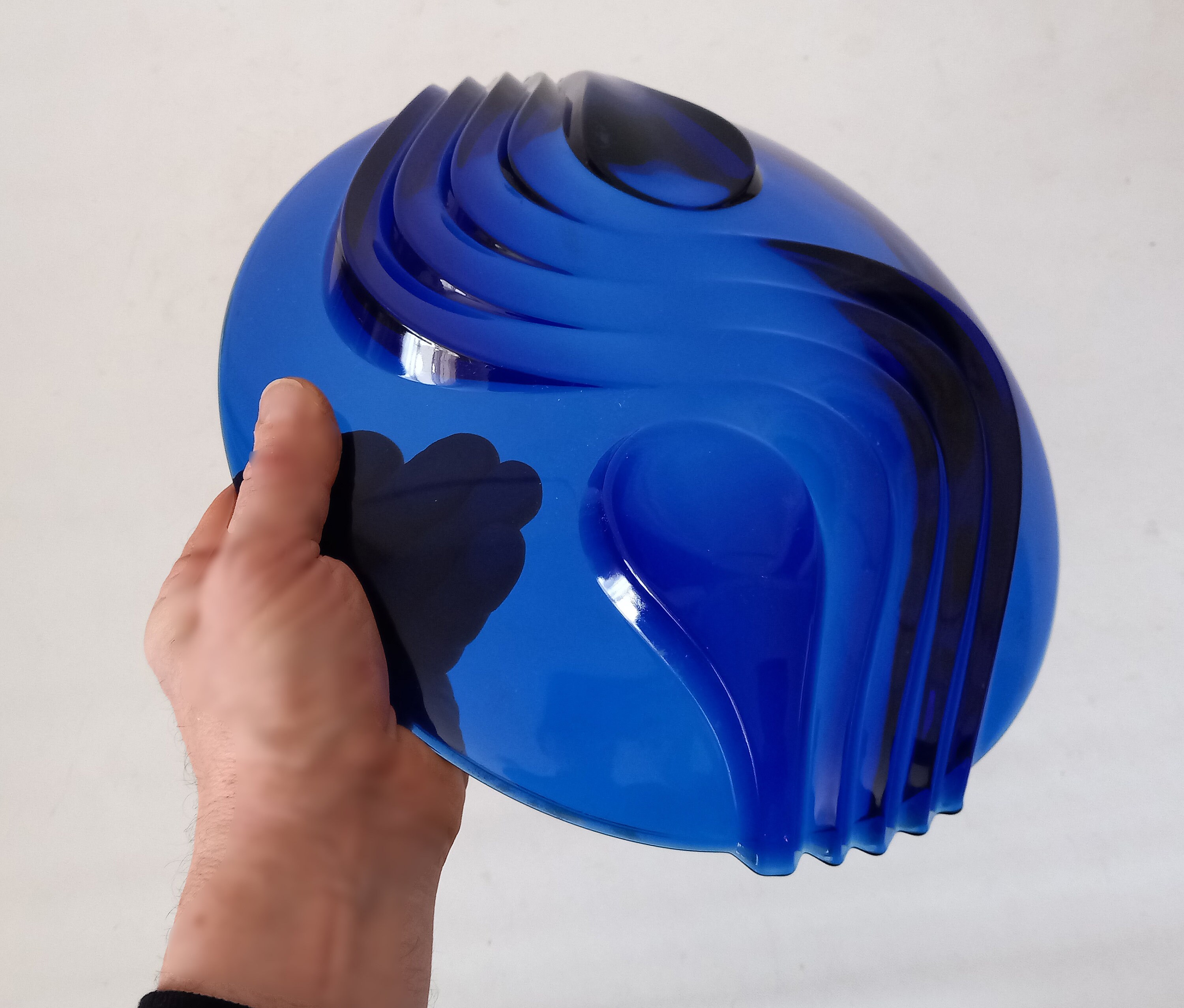 Art Deco Style Cobalt Blue Bowl LARGE Vintage Design Glass Plate Rare ...