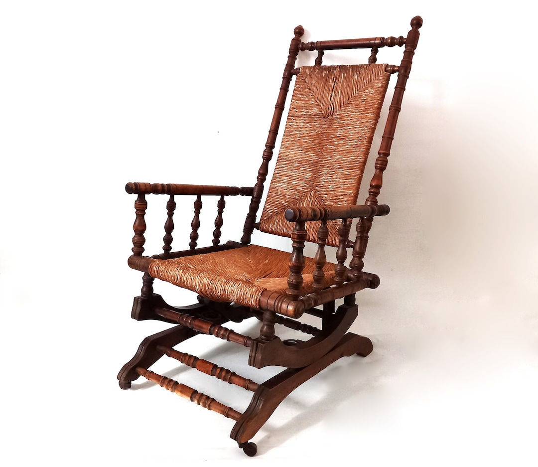 Antique Rocking Chair Oak Rocking Chair Made of Turned Oak Armchair ...