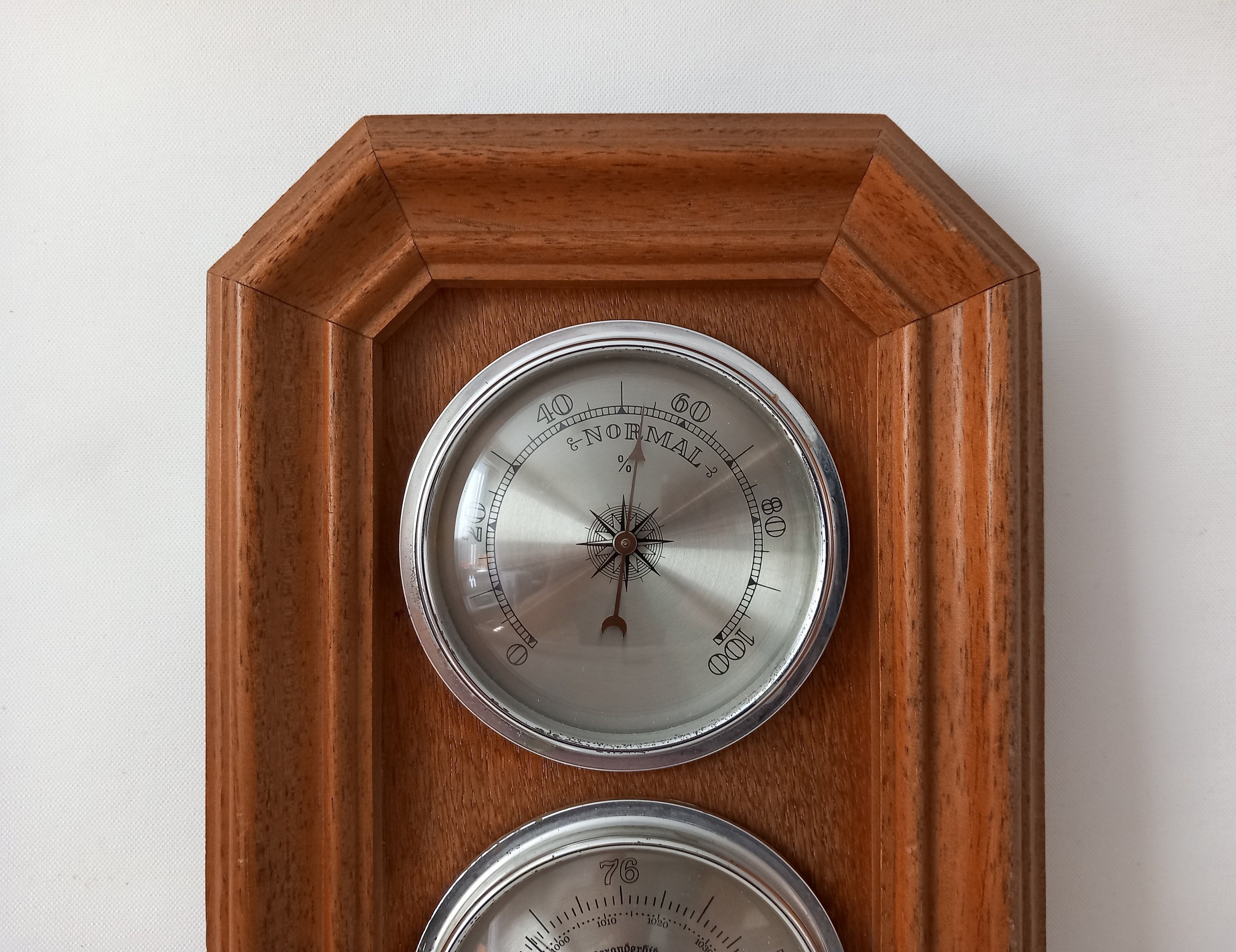 Vintage Barometer Oak Wood Barometer Retro Style Barometer Thermometer ...
