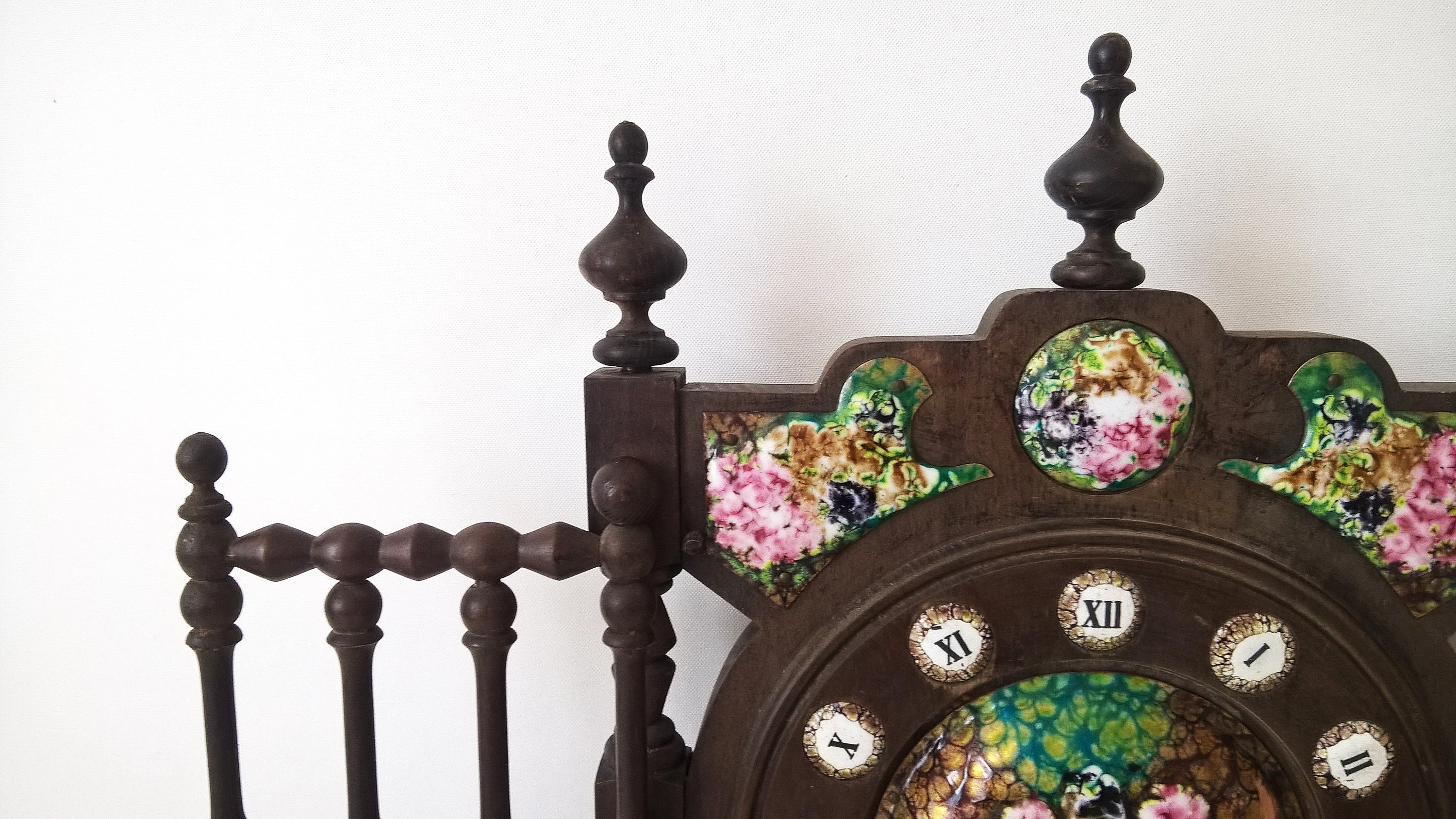 Antique Clock Wooden Clock With Enamel Ornament Decorative - Etsy