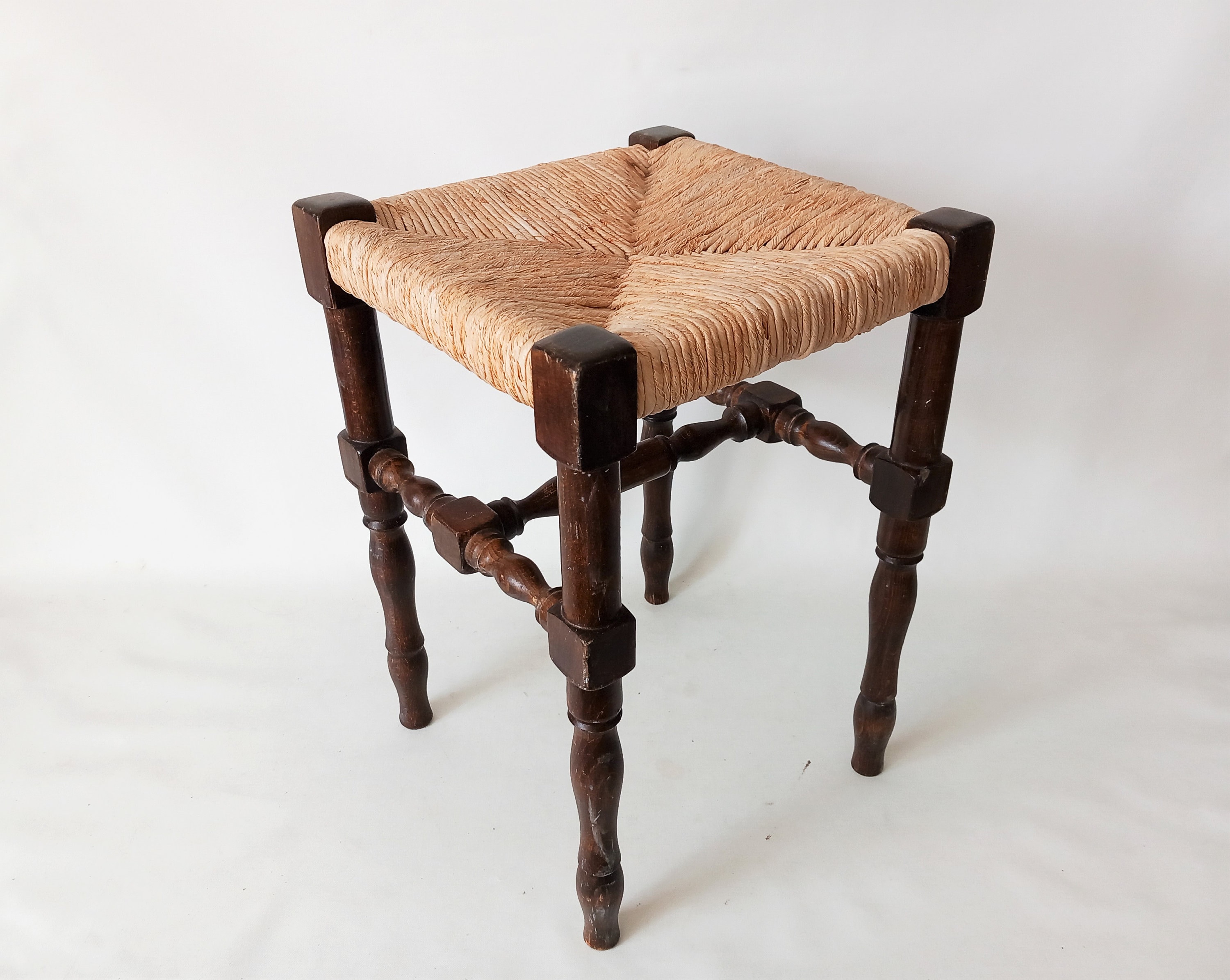 Antique Stool Traditional Old Dutch Stool Wooden Stool Reed Stool ...