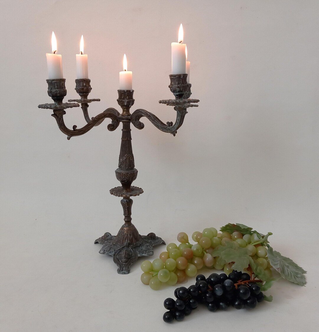 Antique Candlestick Table Candlestick Baroque 5 Candles Brass Floral ...