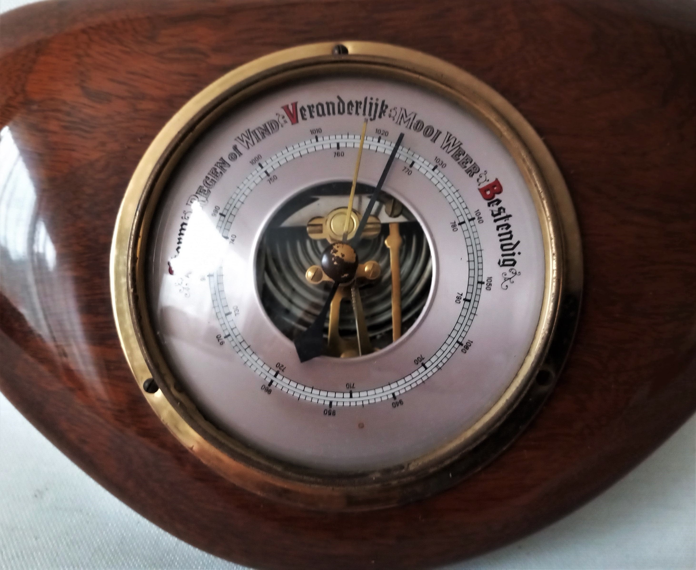 Vintage Wooden Barometer Wall Barometer Gloss Lacquered Barometer ...