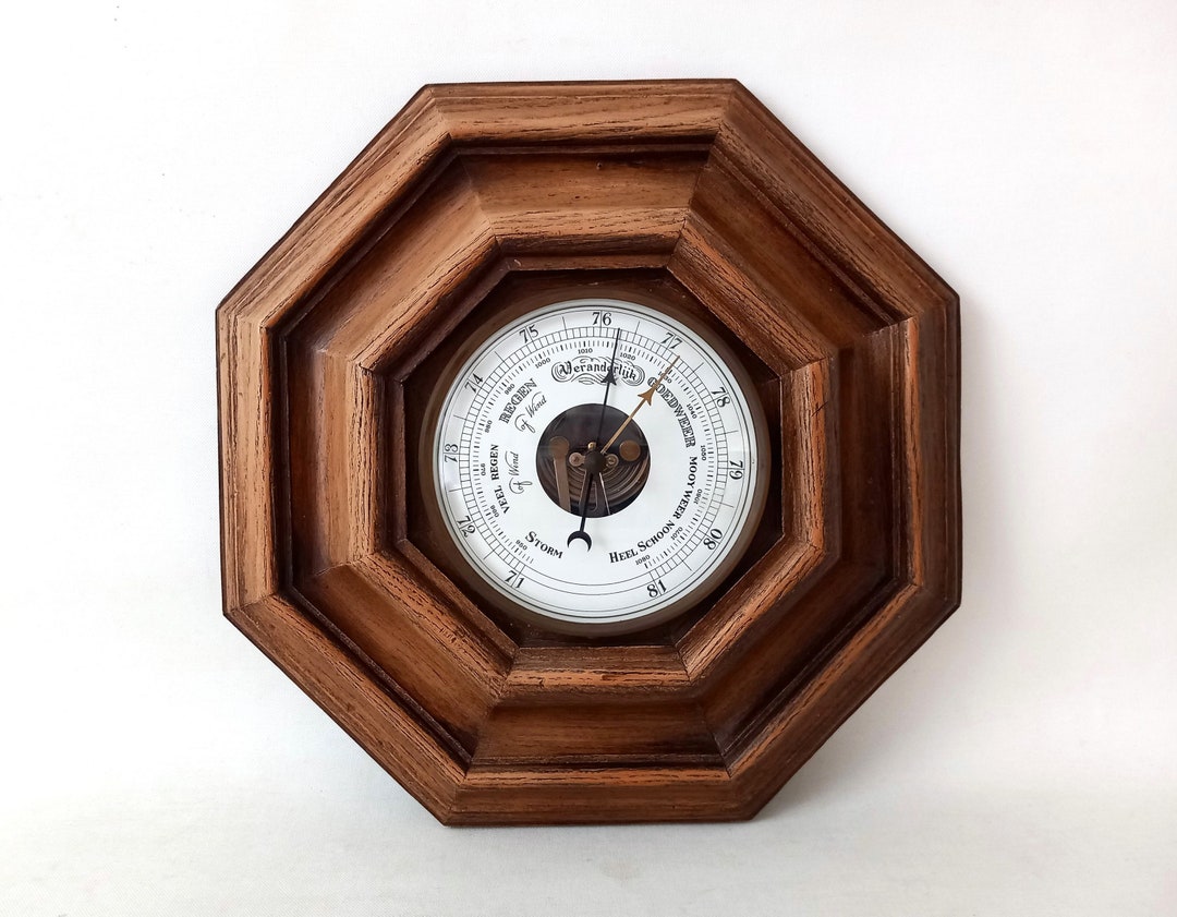 Antique Style Barometer LARGE Octagon Shape Barometer 29 Cm X 29 Cm Oak ...