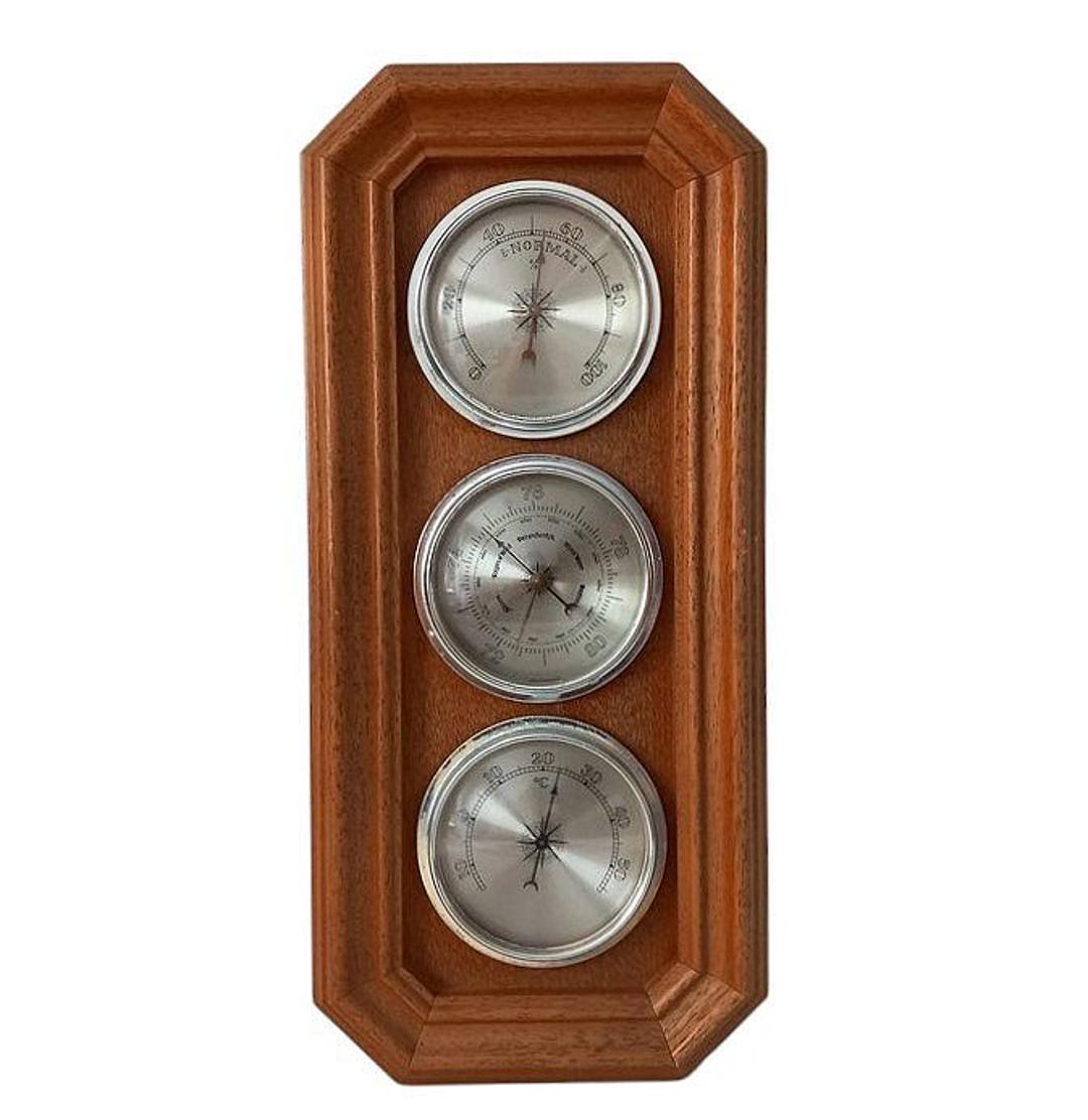 Vintage Barometer Oak Wood Barometer Retro Style Barometer Thermometer ...