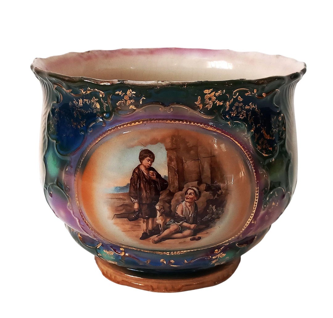 Antique Bowl Planter Edwardian Period Flower Pot Porcelain Decorative ...