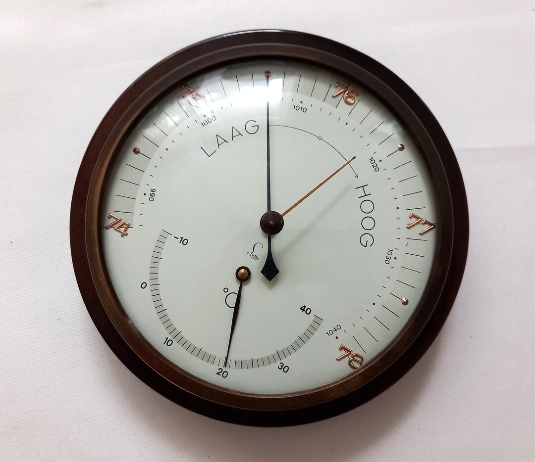 Vintage ROUND Barometer With Thermometer LUFFT Factory Since 1881 ...