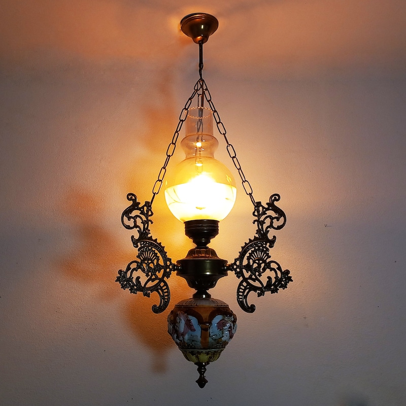 Antique Oil Ceiling Lamps - Etsy