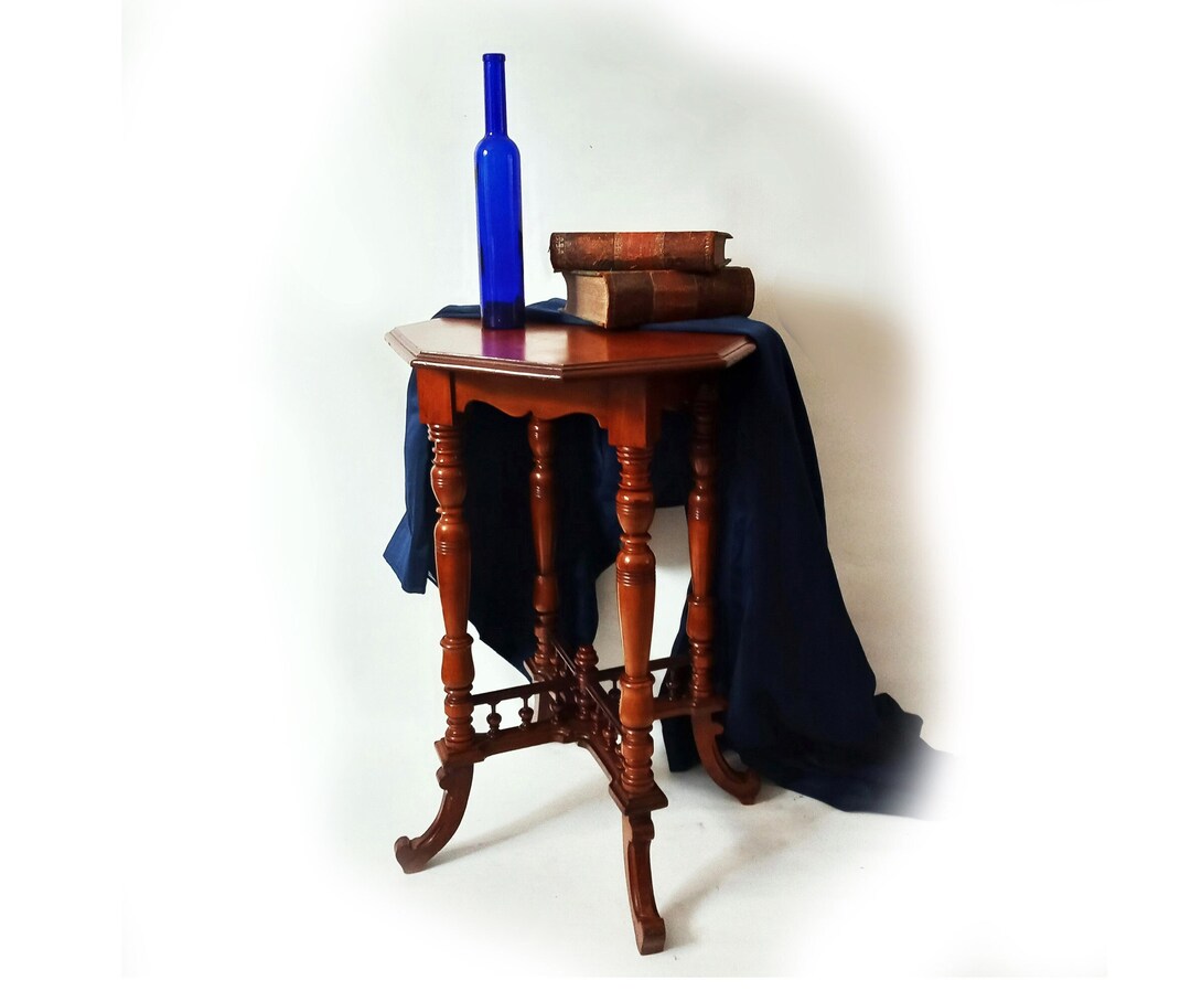 Antique Side Table LARGE Wine Table Height 77 Cm Walnut Octagonal High ...