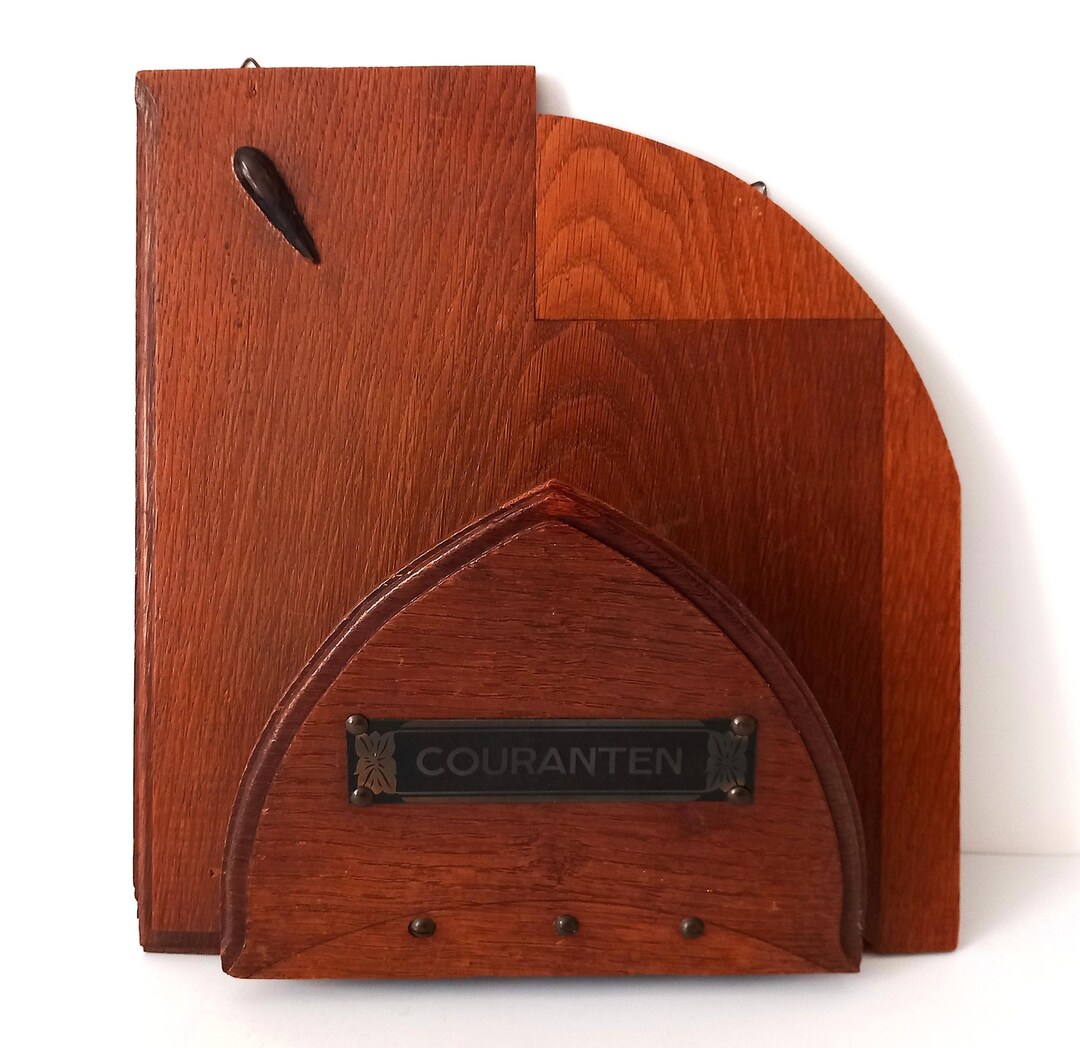 Art Deco Antique Newspaper Holder Amsterdam School Style Neo-gothic Oak ...