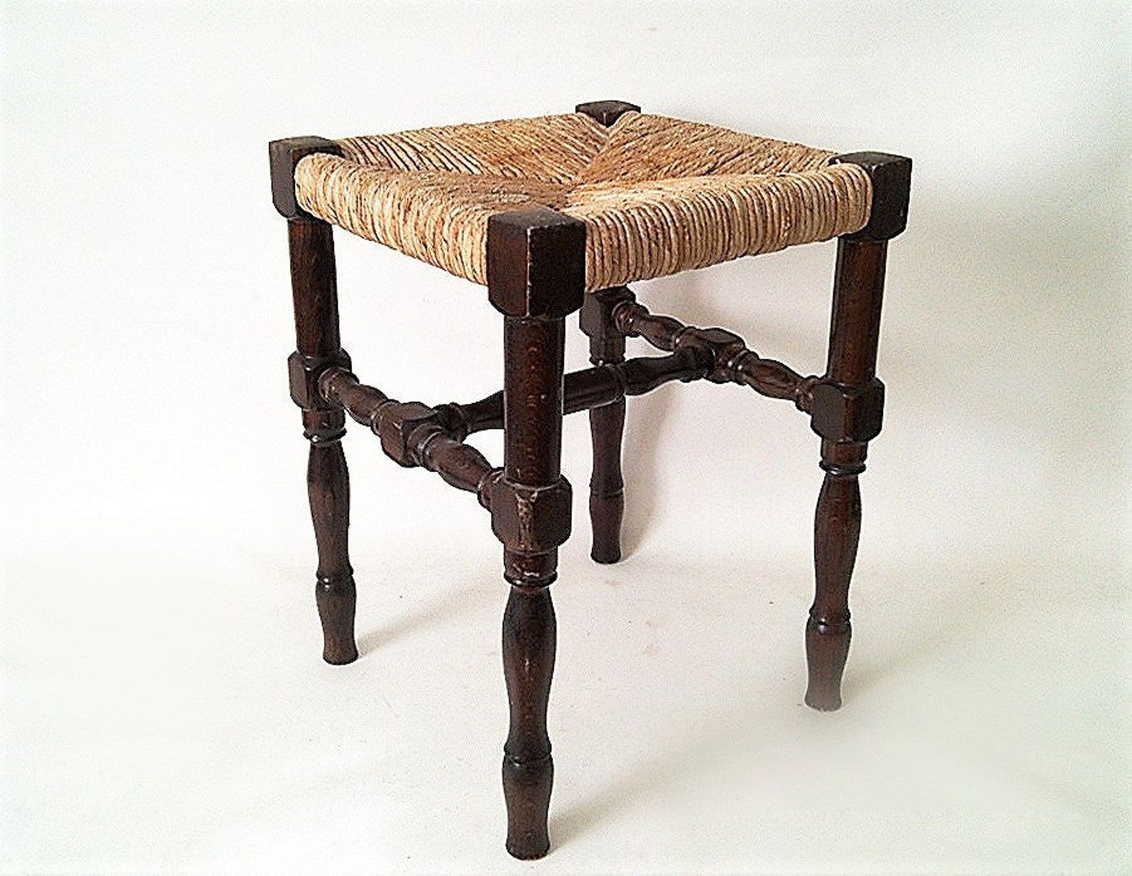 Antique Stool Traditional Old Dutch Stool Wooden Stool Reed Stool ...