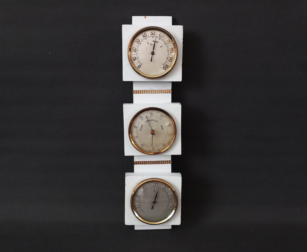 Vintage Wooden Barometer Retro Style Barometer Thermometer Hygrometer ...