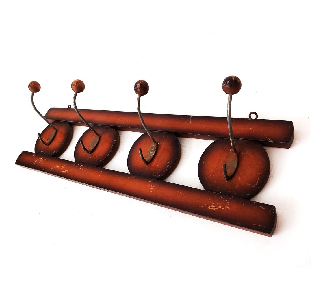 Art Deco Antique Coat Rack Wall Coat Rack Stamped Beech Wood Coat Rack ...