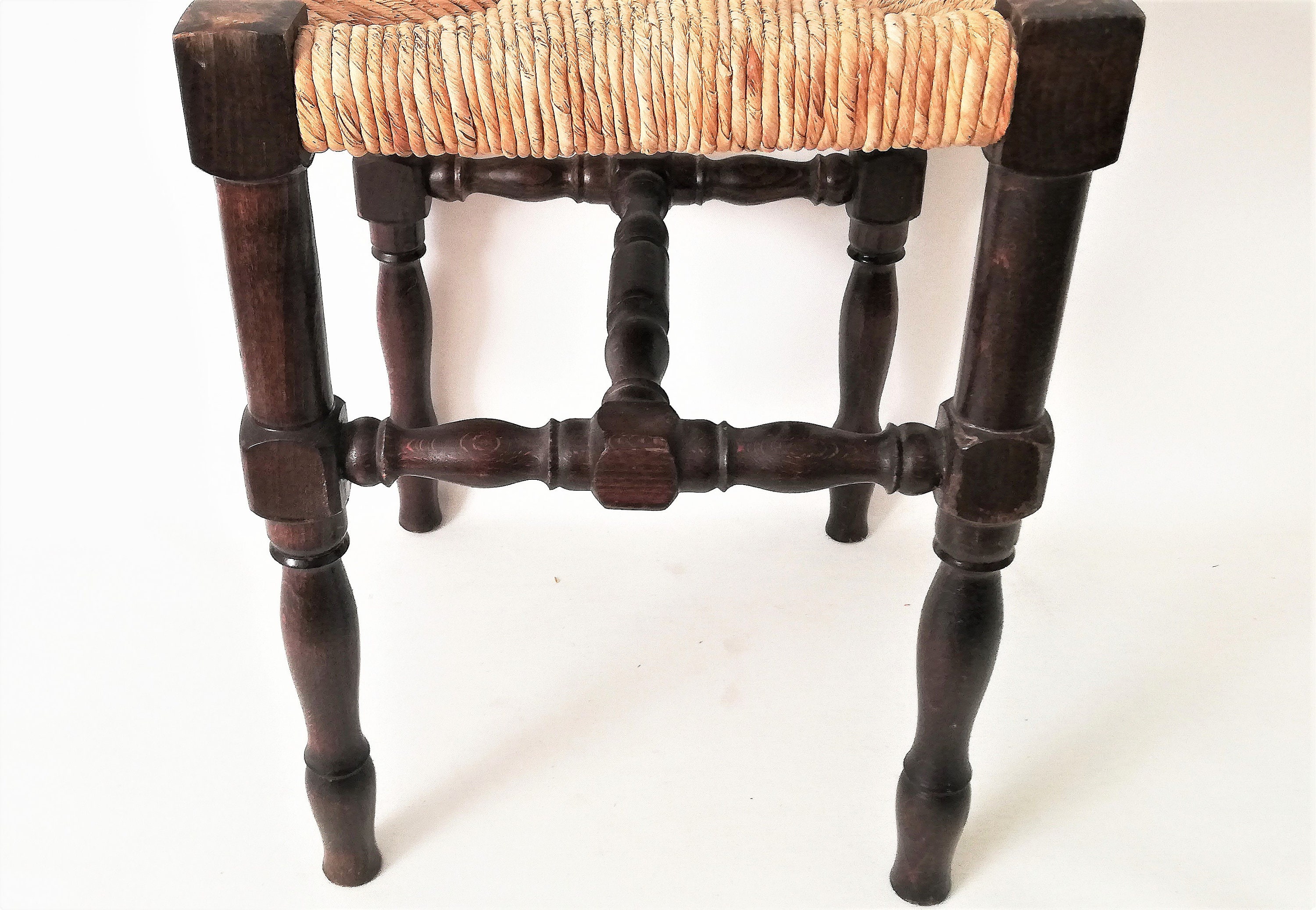 Antique Stool Traditional Old Dutch Stool Wooden Stool Reed Stool ...