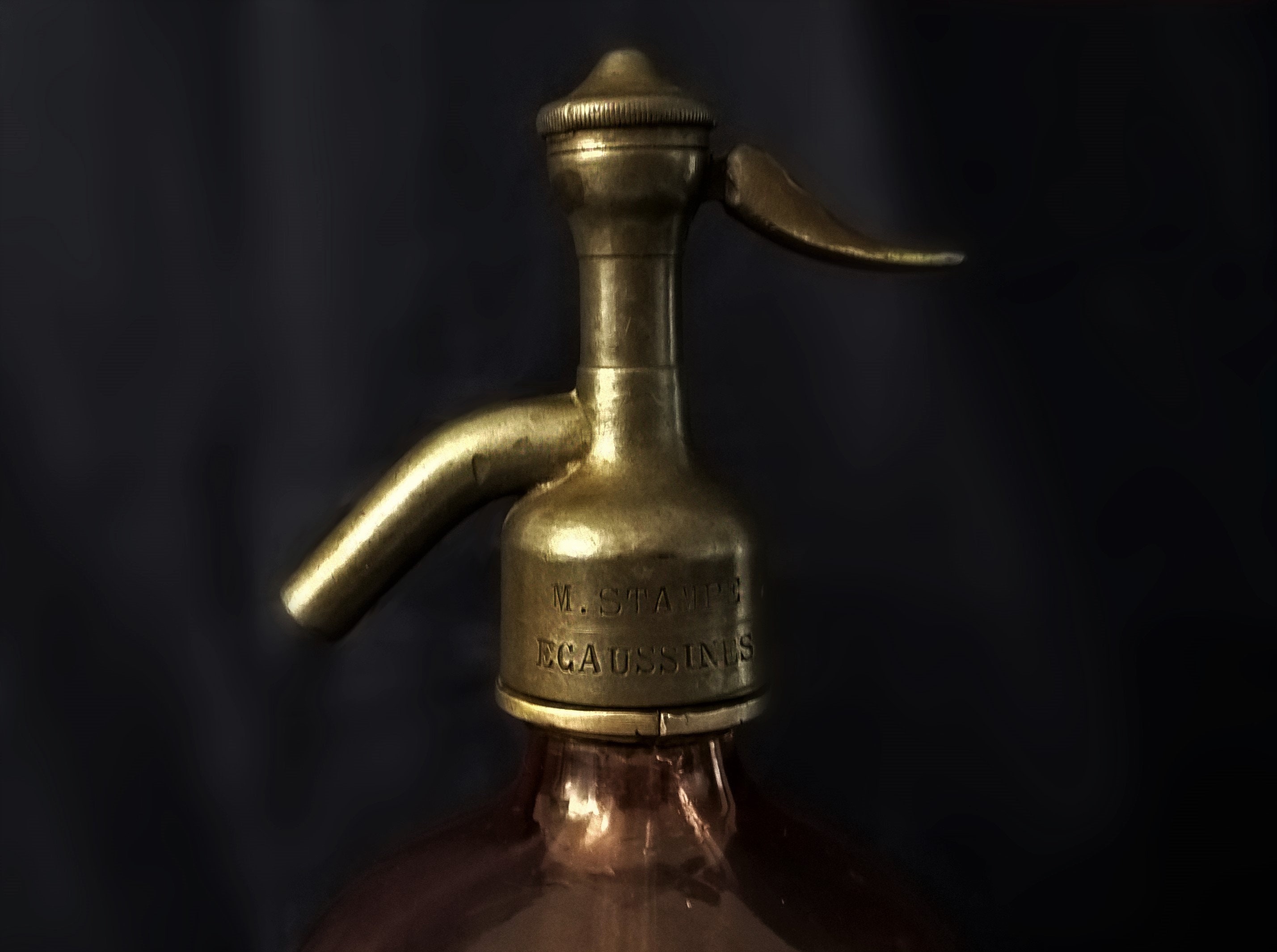 Antieke Sifonfles MICHEL STAMPE Antique Siphon Bottle Mondgeblazen Fles ...
