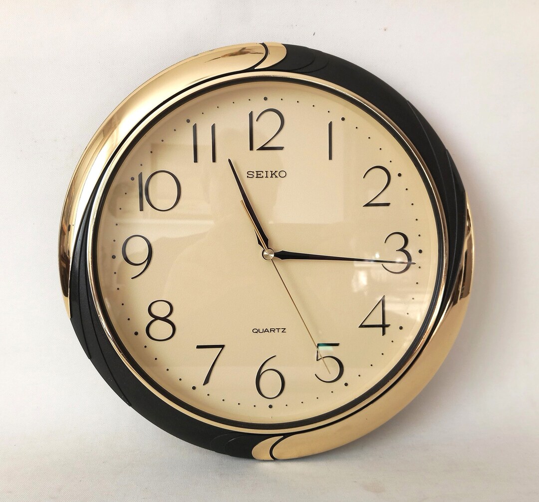Vintage SEIKO 80s Design Wall Clock Ø 31 Cm Design Wall Clock Gold Edge ...