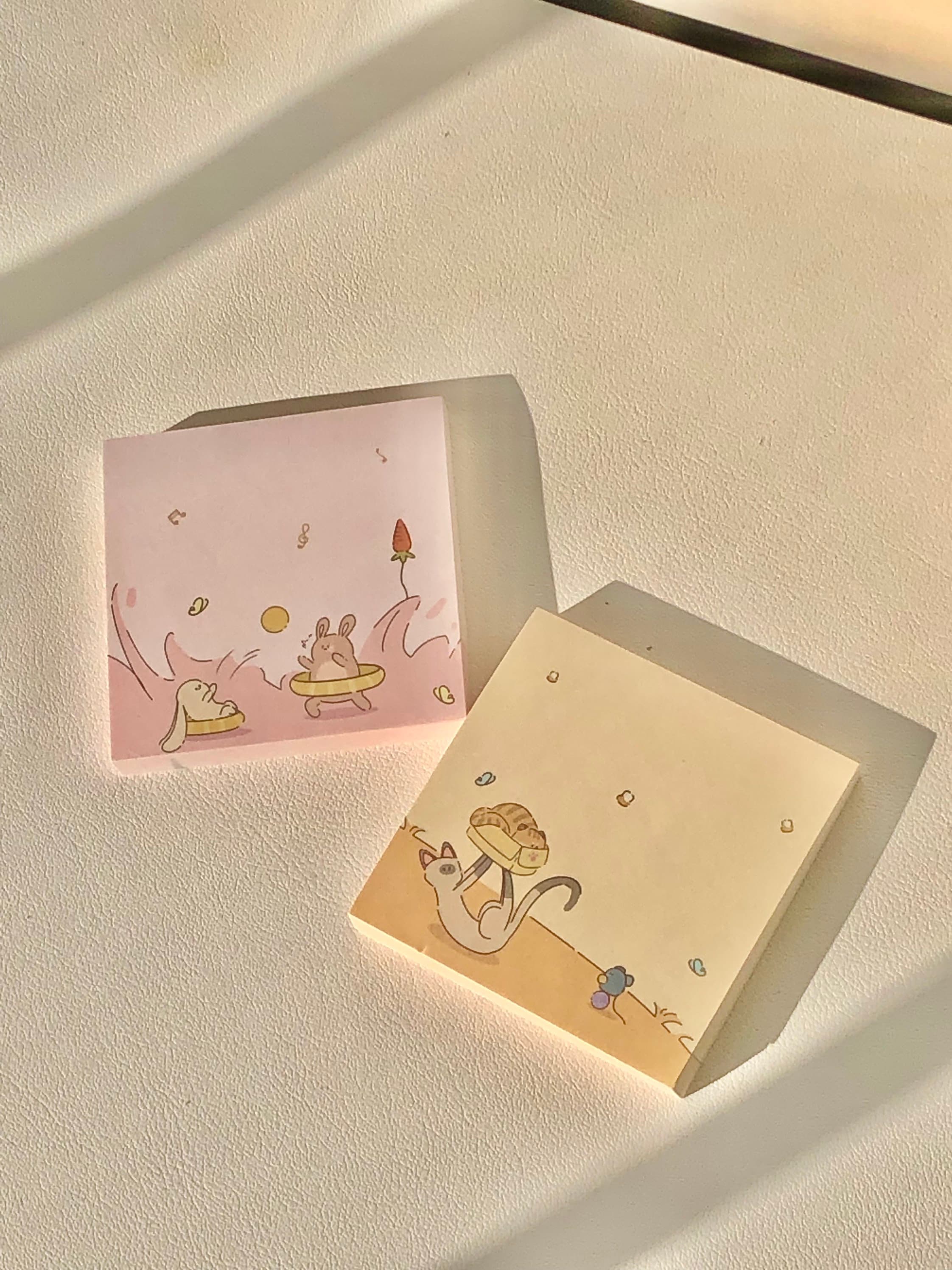 Cute Memo Pads Notes Doodles Bunnies and Cat Designs - Etsy