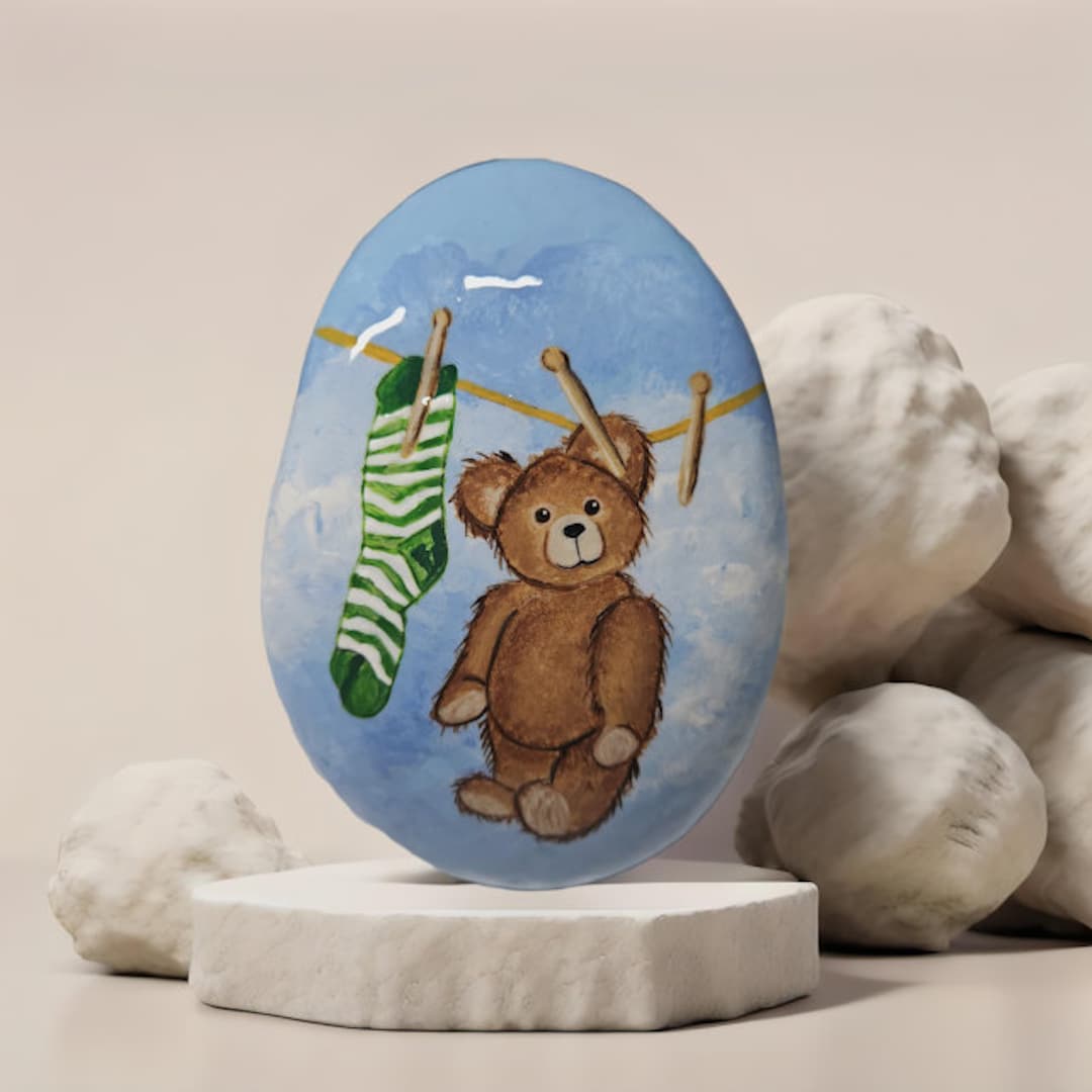 Teddy Bear Painted Rock - Etsy