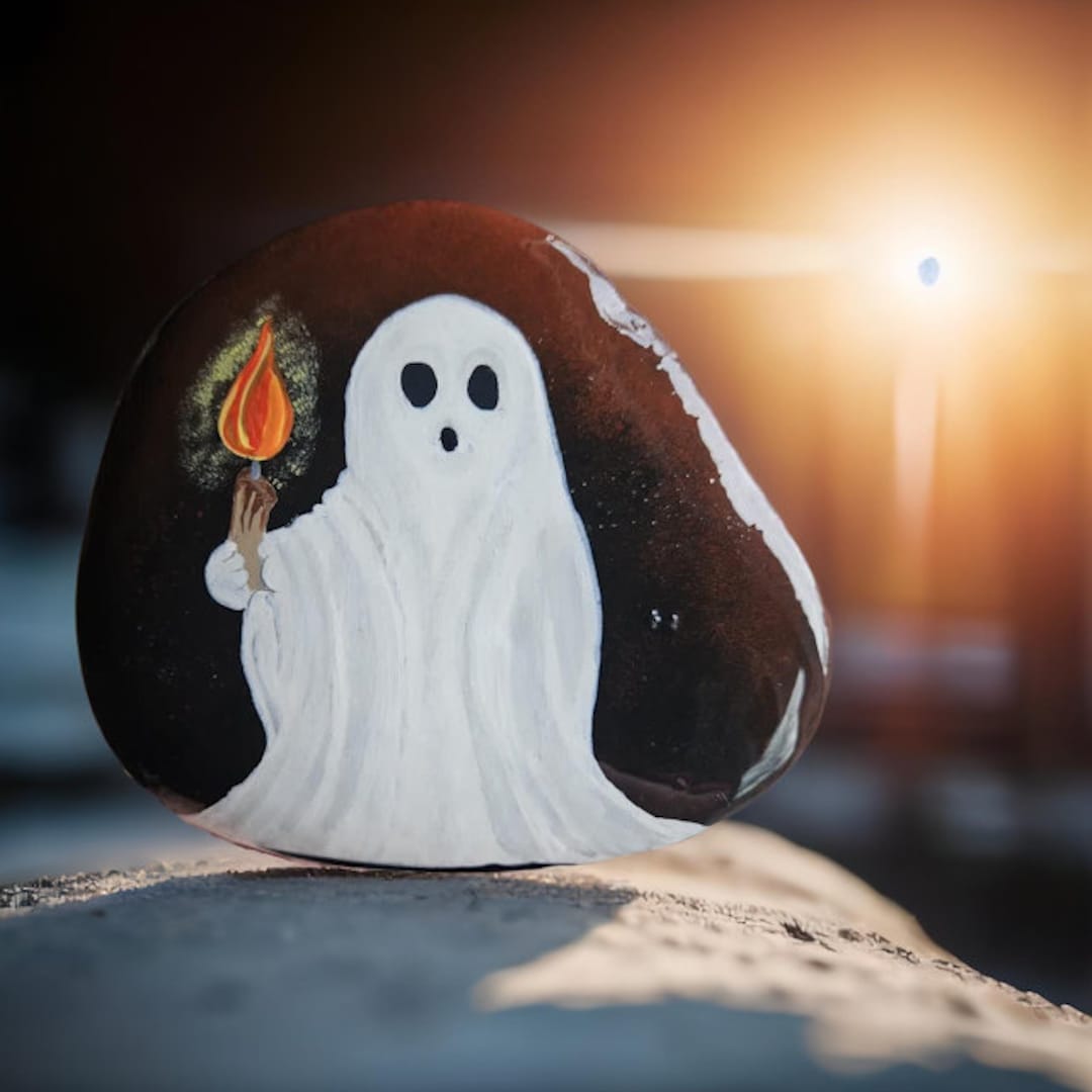 Candlelight Ghost Painted Rock - Etsy