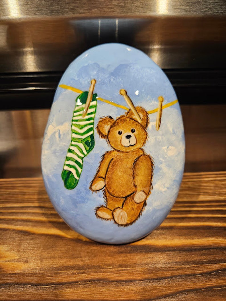 Teddy Bear Painted Rock - Etsy