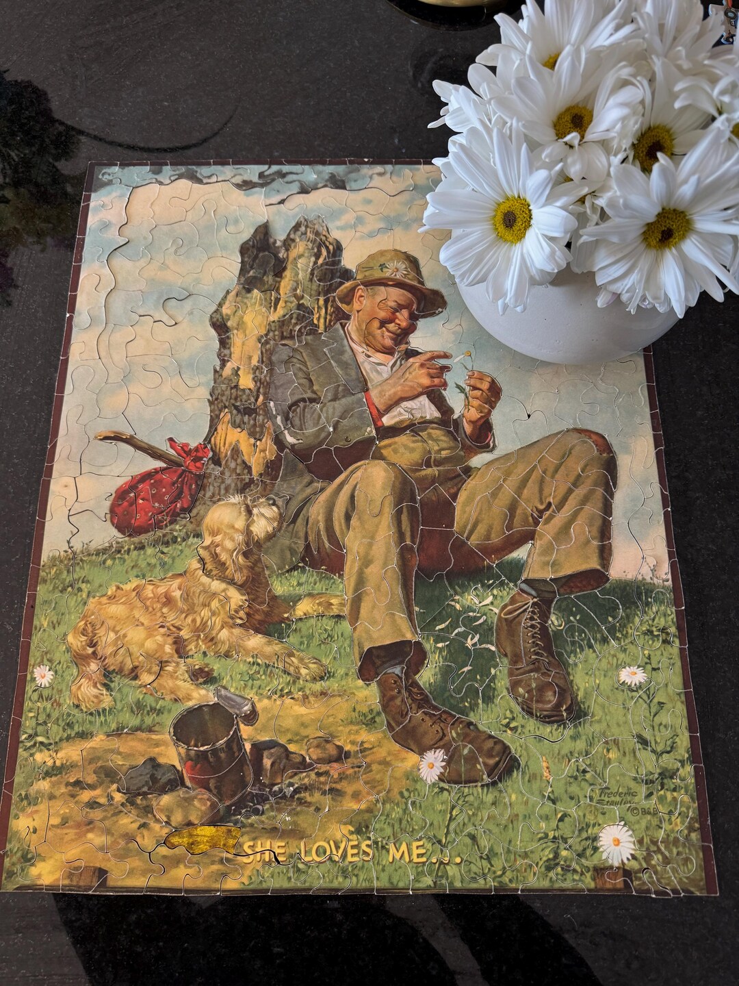1950's Vintage Frederic Stanley Thick Cardboard Puzzle “she Loves Me ...
