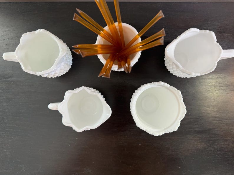 Vintage Hobnail White Milk Glass Fenton Glass, Sugar and Creamer Set ...
