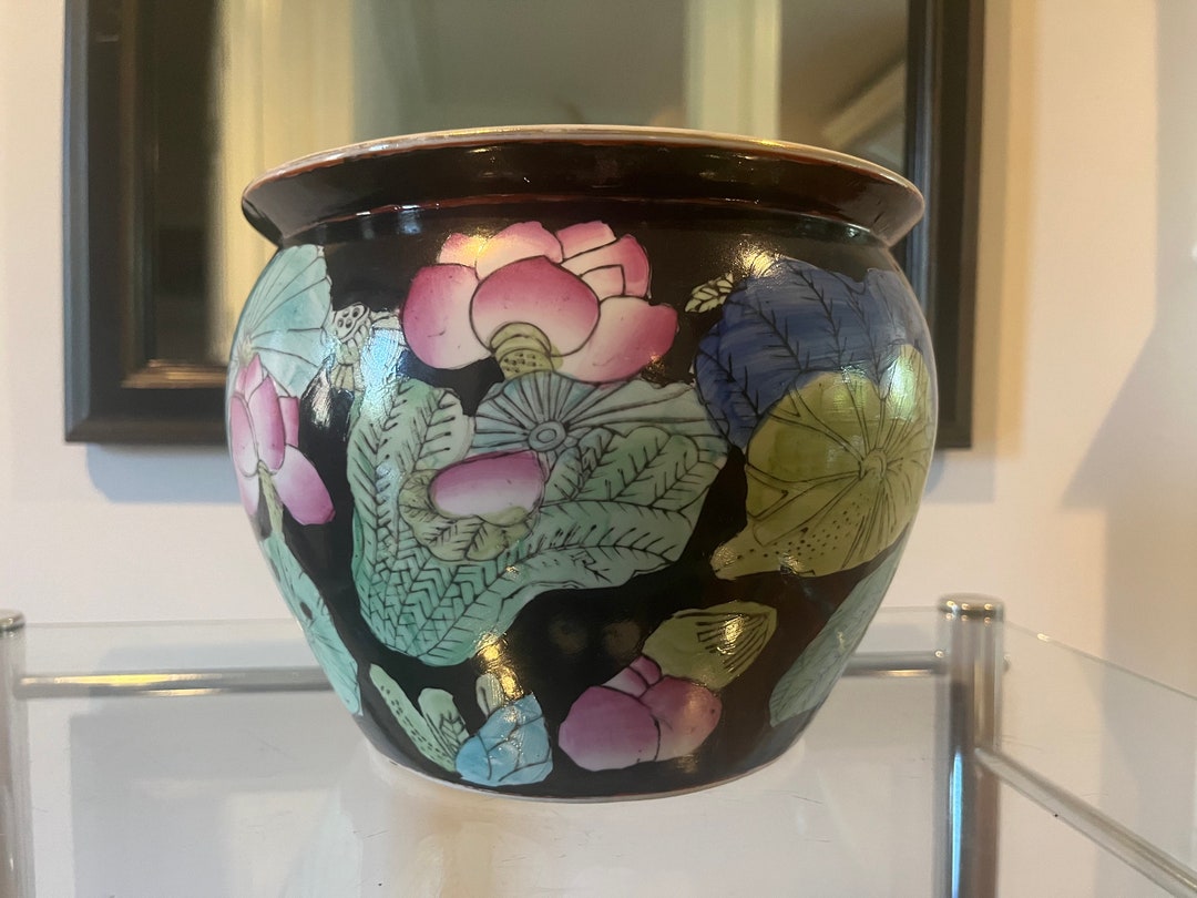 Vintage Porcelain Hand Painted Flower Pot - Etsy