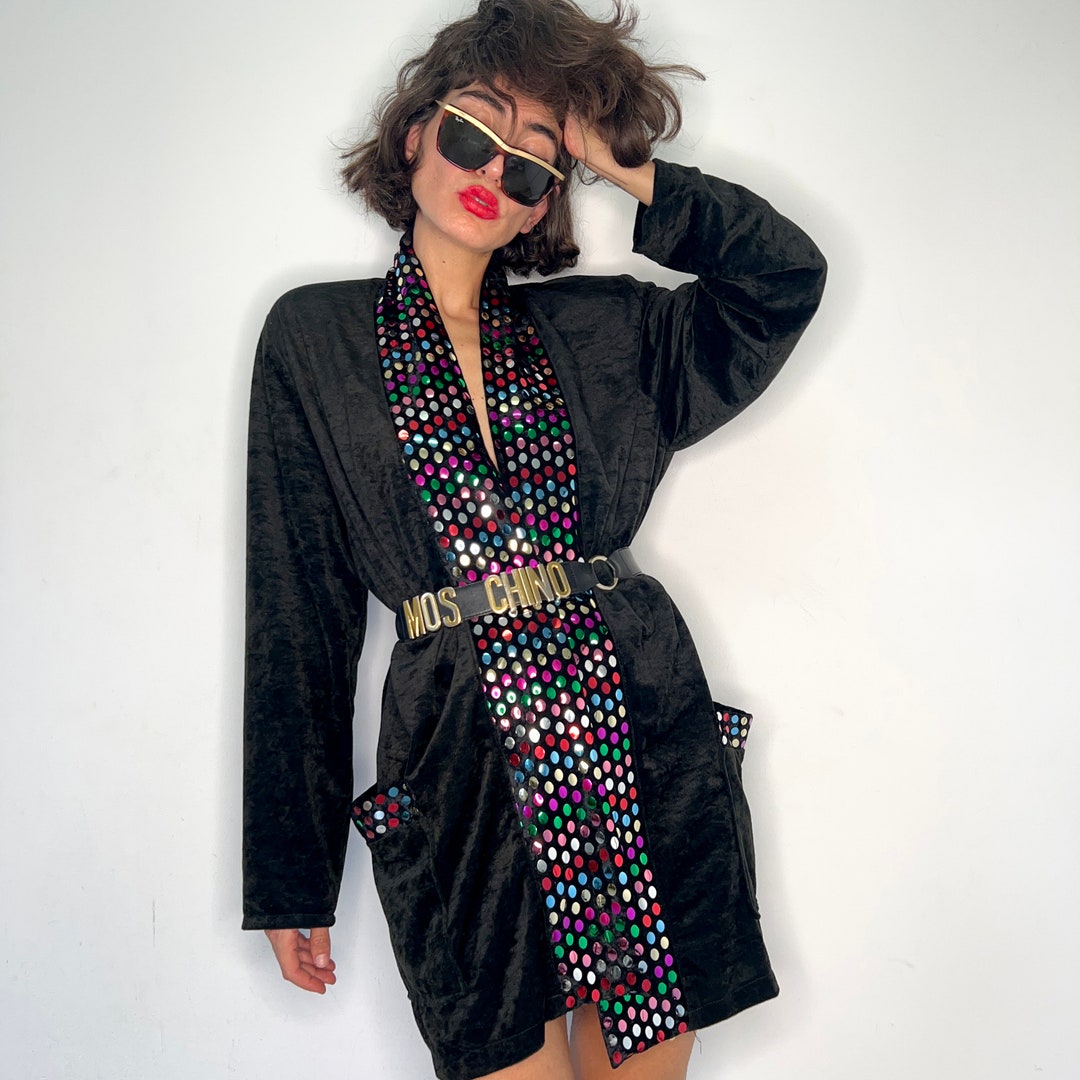 Vintage Disco Velvet Jacket Dress, 80s Glitter Padded Shoulder Jacket ...