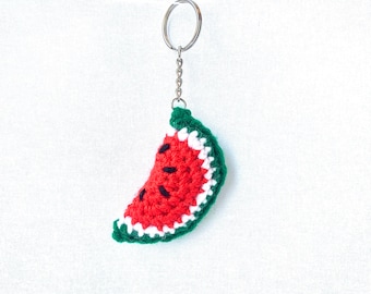 Watermelon Keychain,amigurimi Fruit Keychain, Watermelon Slice Keyring ...