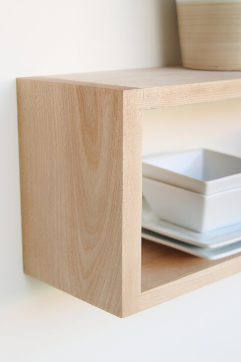 Floating White Birch Solid Wood Box Shelf - Etsy