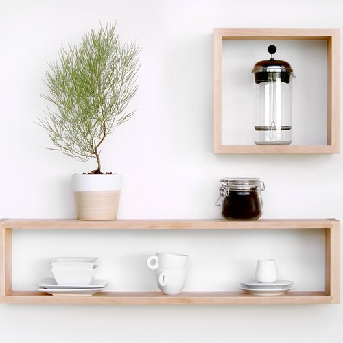 Wooden Floating Cube Storage With Shelf Set Hidden Mount | Etsy