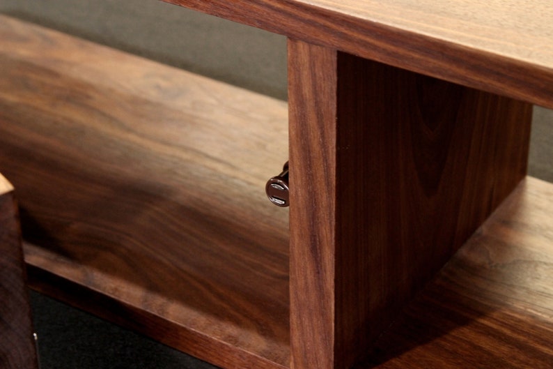 Solid Walnut Floating Media Console / Shelf / Bookshelf / TV Stand With ...