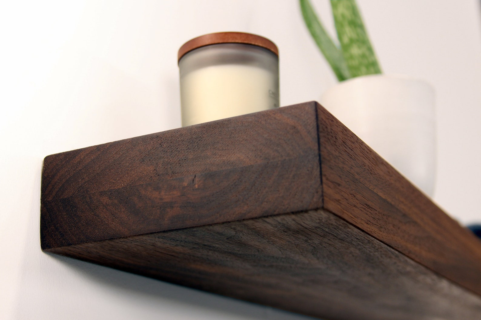 Floating Walnut Solid Wood Shelf With Heavy-duty Concealed Steel ...