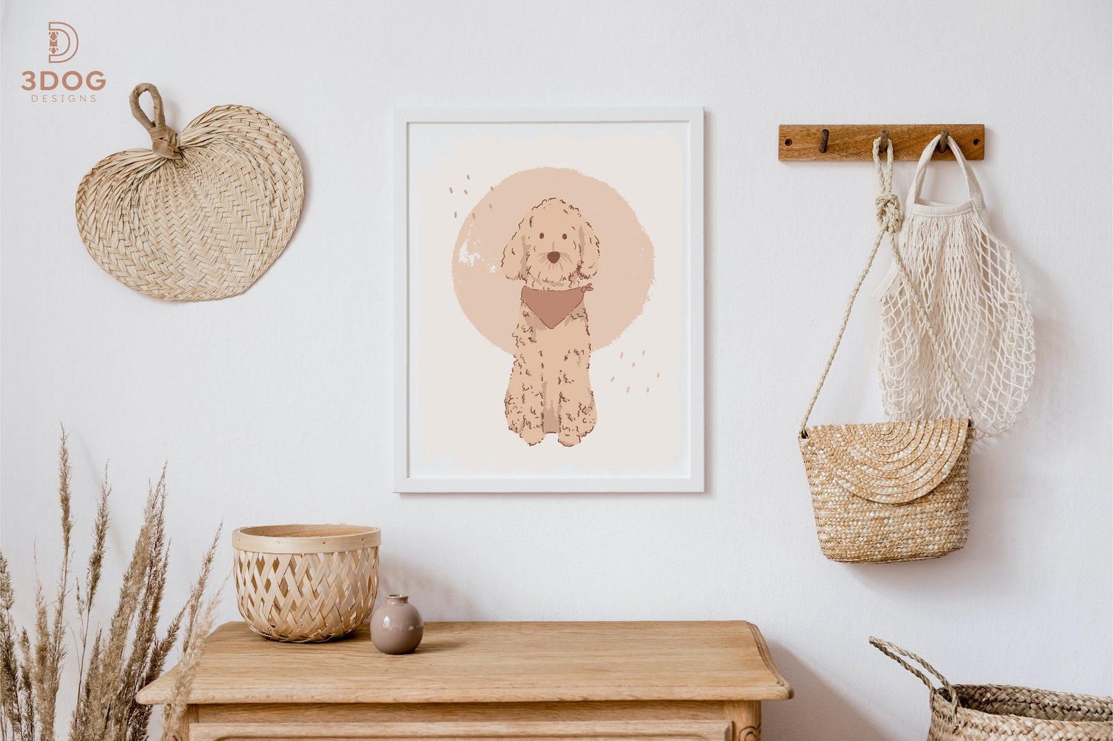 Boho Dog Art Print Download, Dog Art, Pet Art, Goldendoodle Lover Art ...