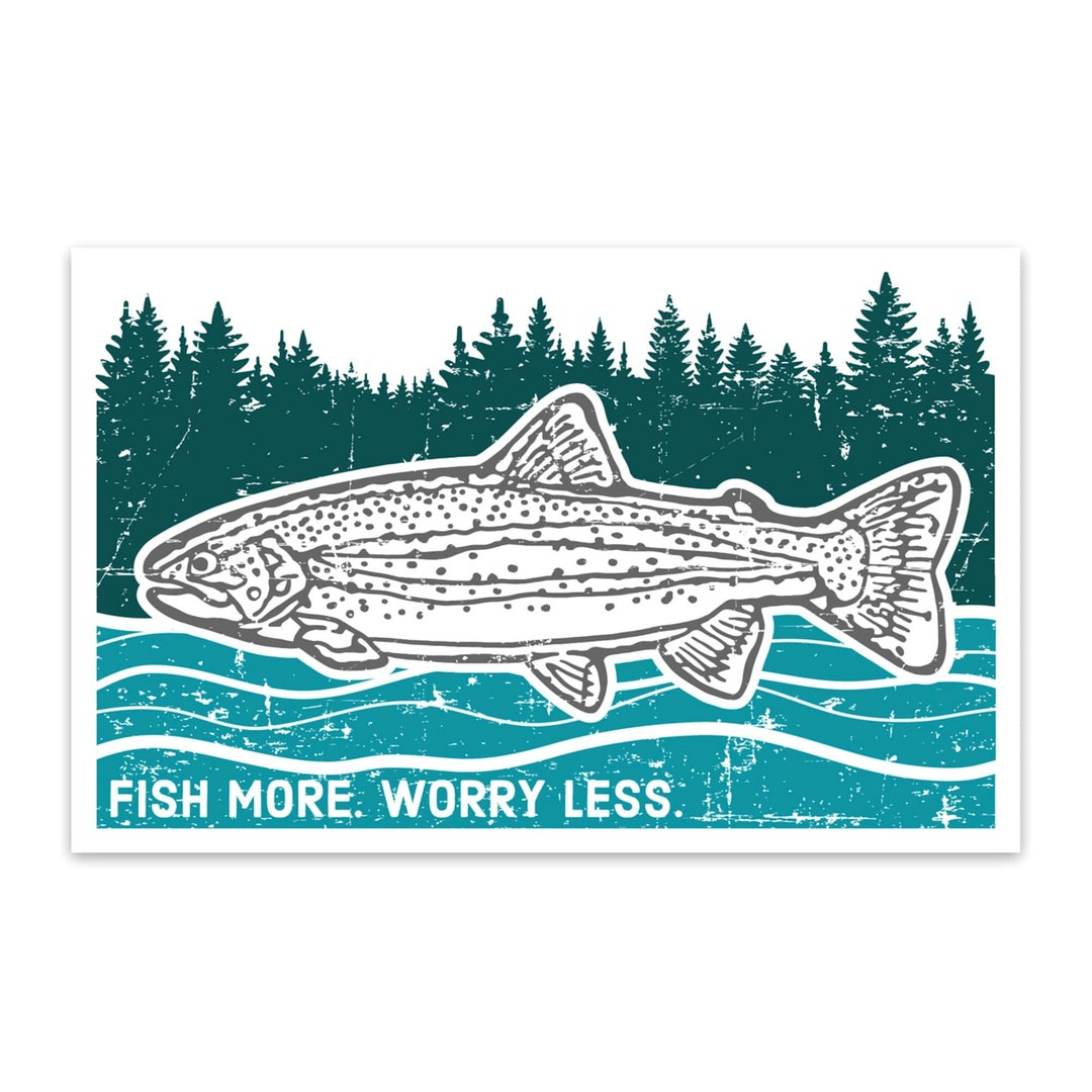 Fish More, Worry Less Sticker - Etsy