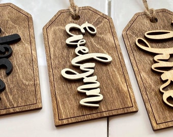 Wooden Name Tags - Etsy