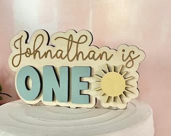 Sun Cake Topper With Custom Name, First Birthday Decorations, Wood Cake Topper, Sun Boho Cake ...
