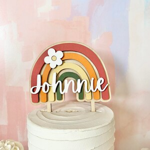 Daisy Rainbow Cake Topper With Custom Name, First Birthday Decorations ...