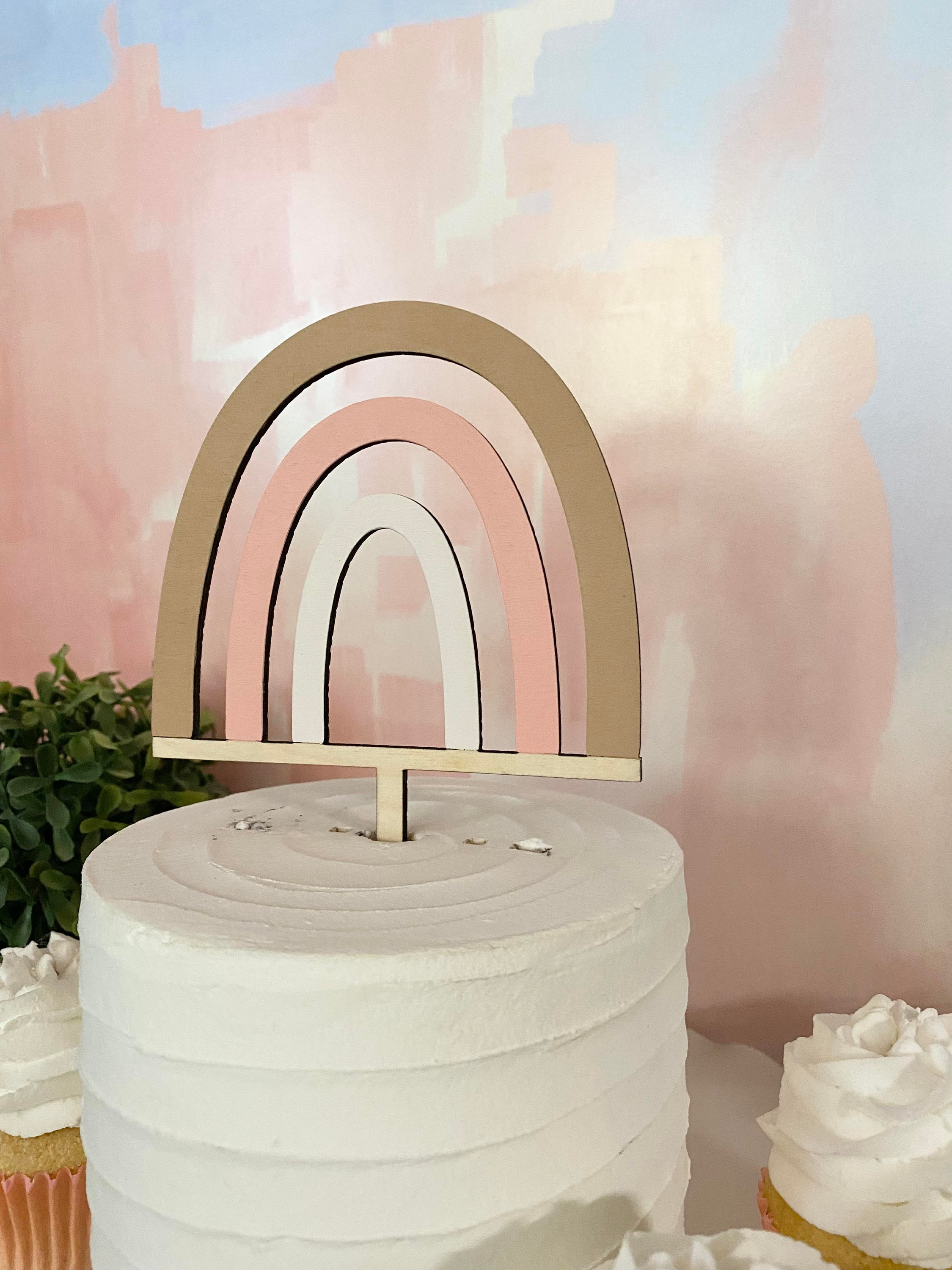 Boho Rainbow Cake Topper Boho Cake Topper Neutral Birthday - Etsy