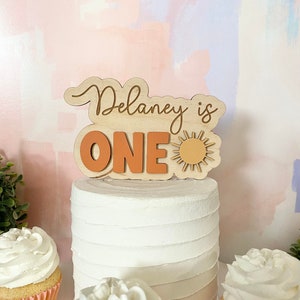 Sun ONE Cake Topper With Custom Name, First Birthday Decorations, 3D ...