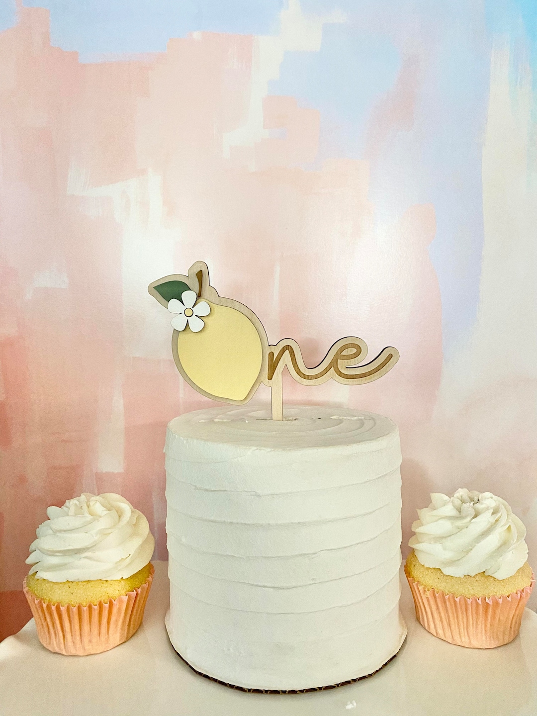 Lemon First Birthday Cake Topper: Hand-painted Birch Wood - Etsy