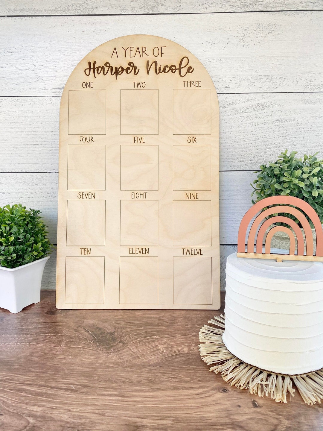 First Birthday Milestone Board: Laser Engraved Photo Display - Etsy