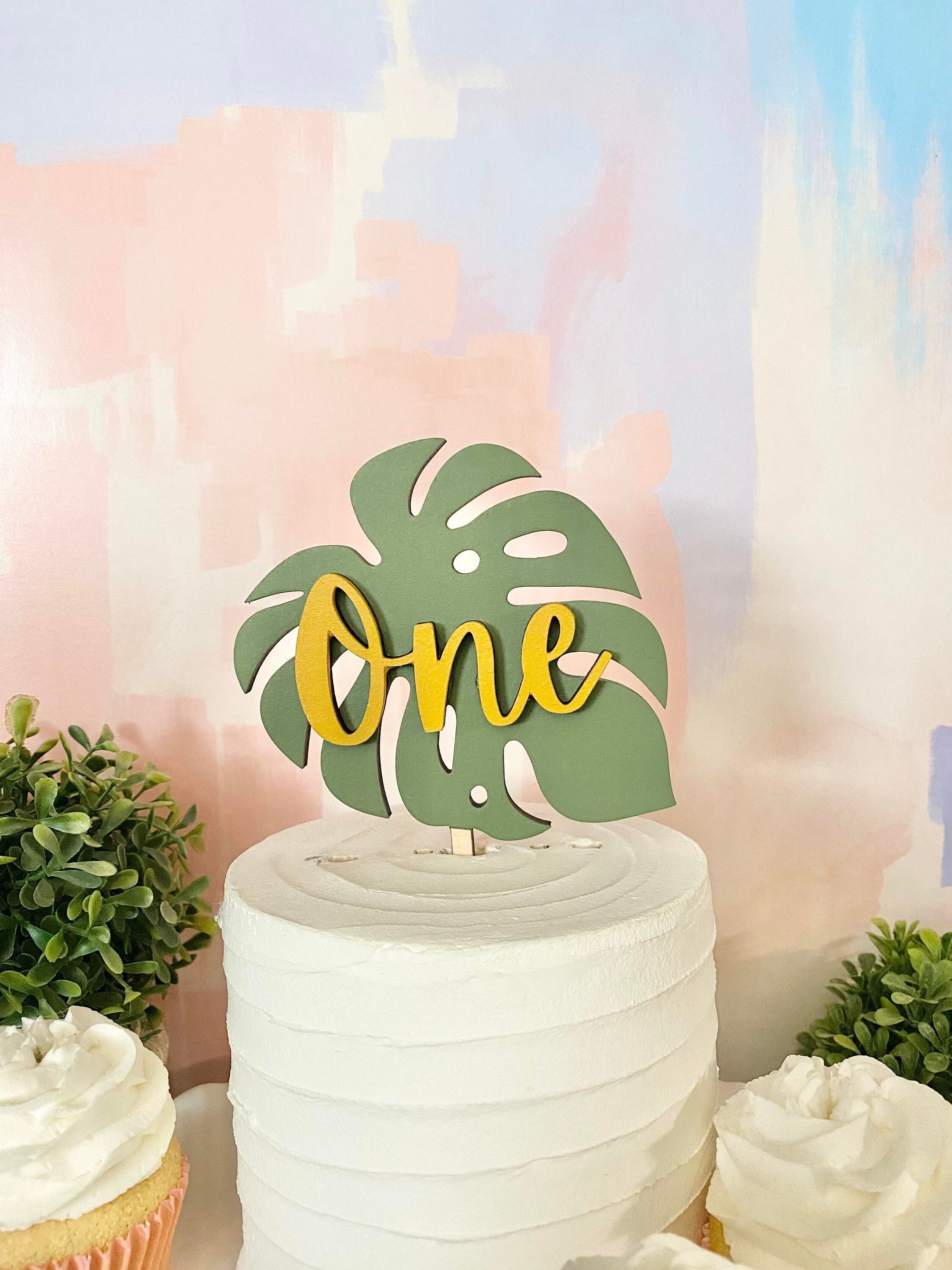 Monstera Leaf First Birthday Cake Topper: Wild One Jungle Decor - Etsy